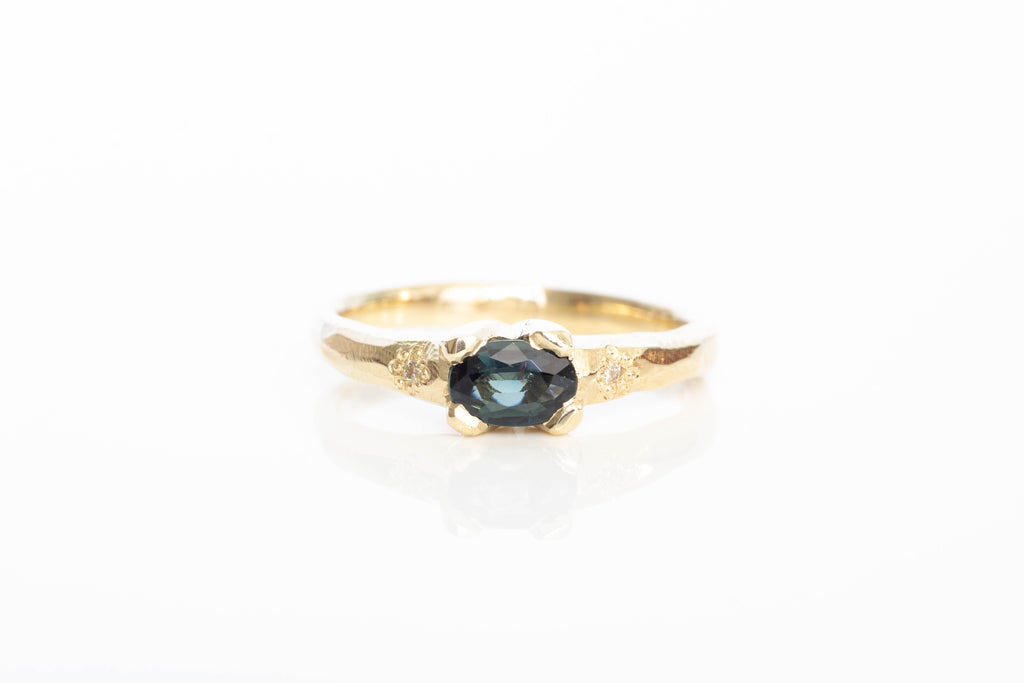 Argus Ring - 9ct Yellow Gold with Teal Sapphire – Sophie Divett Jewellery