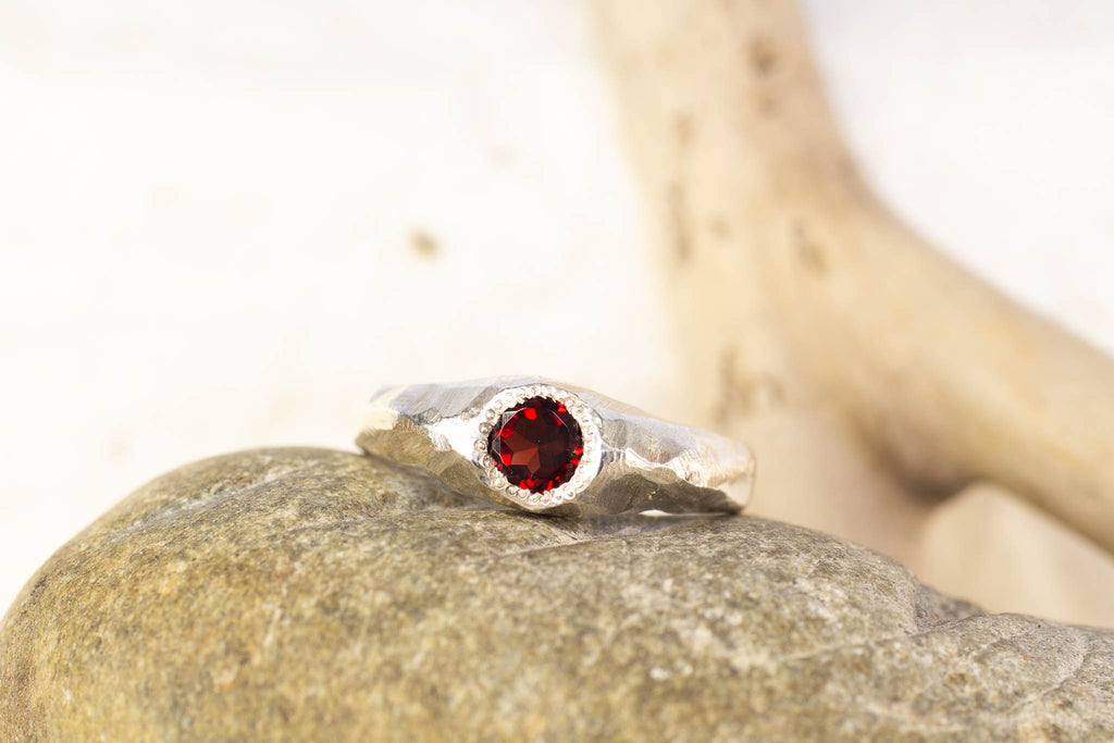 Volcano Ring - Sterling Silver with Garnet – Sophie Divett Jewellery