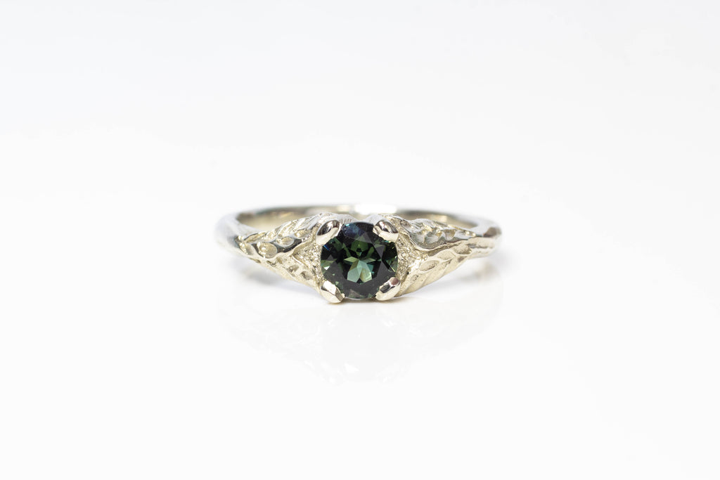 Damo Ring - 14ct White Gold with Green-Blue Sapphire – Sophie Divett ...